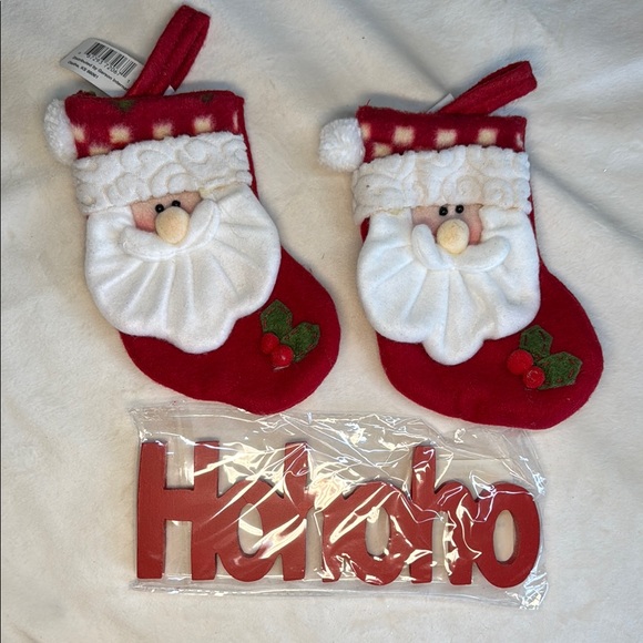 Holiday | Nwt Felt Mini Santa Stockings And Hohoho Sign | Poshmark